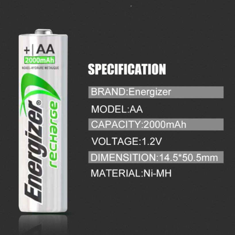 (Free Storage Box) 8PCS Energizer AA/AAA Rechargeable Battery 900mAh ...