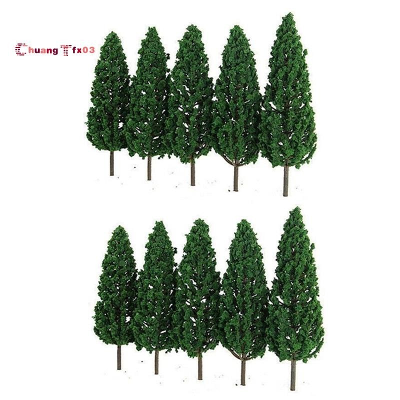 10Pcs Pine Trees 1:25 Model Train Railway Building Green Model Tree for ...