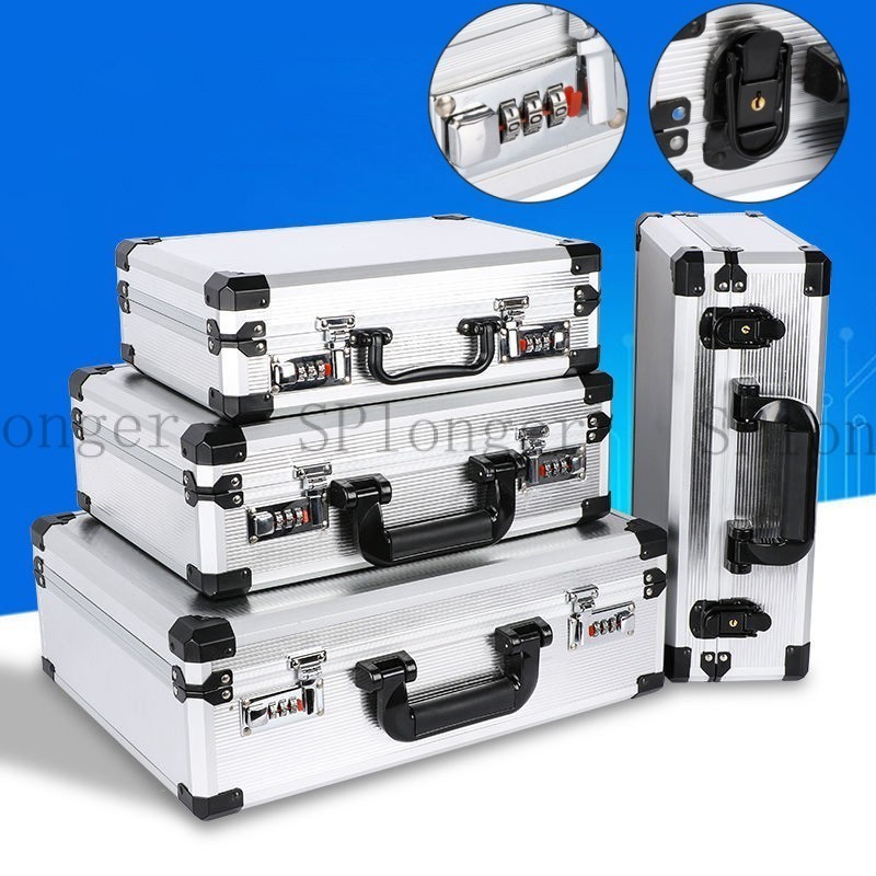 Portable Aluminum Alloy Toolbox Password Box Safe Document Hardware ...