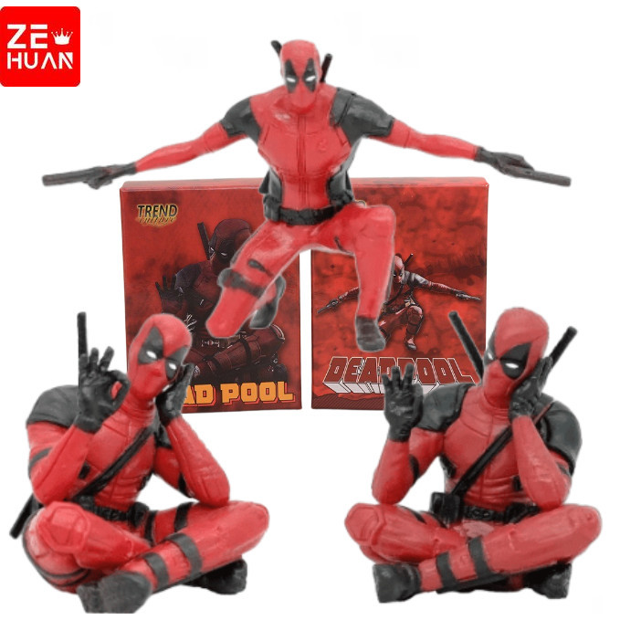 10cm Deadpool 3 Action Figure Sitting lying Posture Model Anime X-Men ...