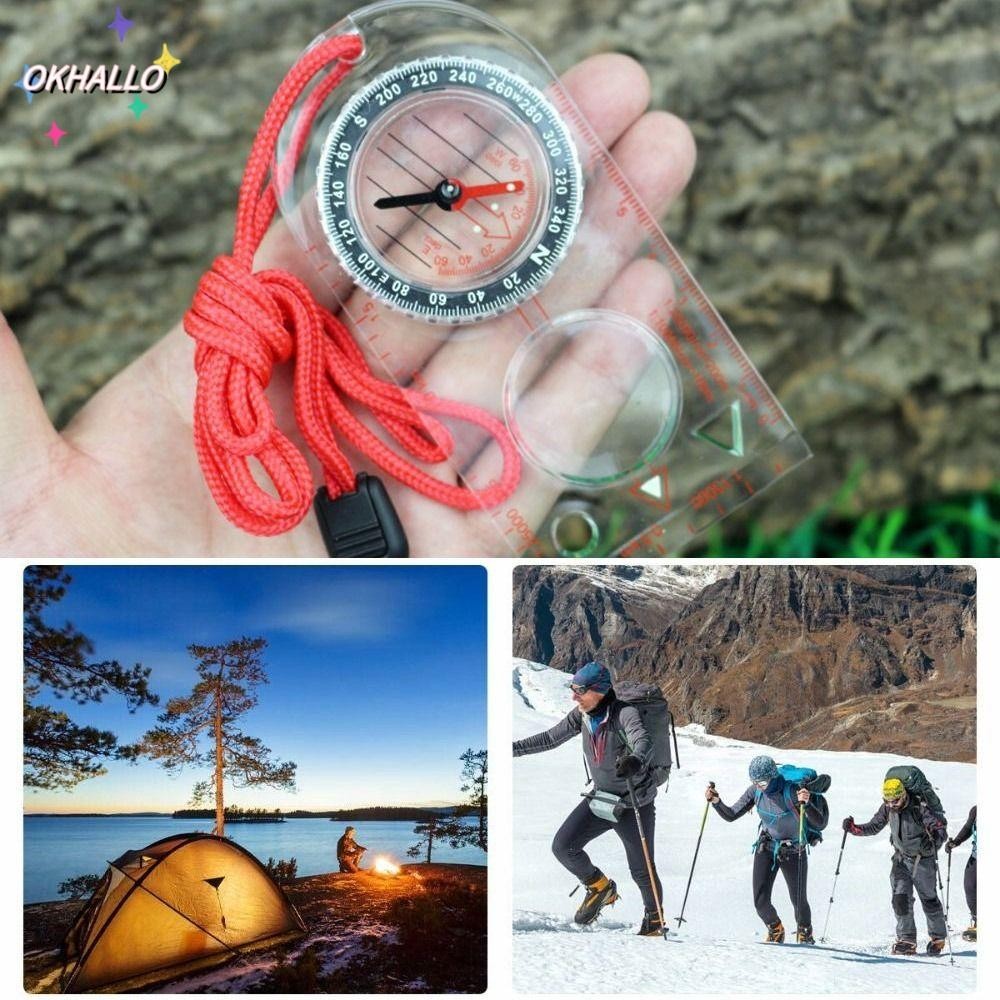 OKHALLO Ruler Compass, Acrylic Multi-function Orienteering Navigation ...