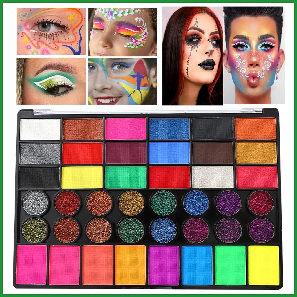 Kids Face Paint 42 Colors Fluorescent Face Paint Palette Facepaint ...