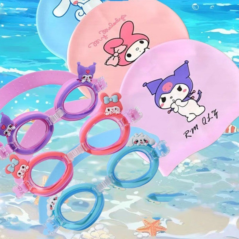 Sanrio Kuromi My Melody Swimming Cap Silicone Waterproof Swim Hat for ...