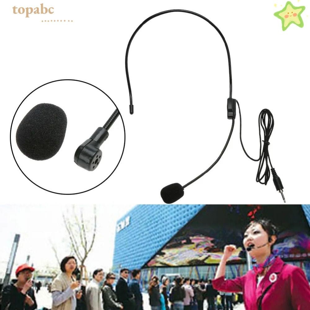 TOPABC Wired Microphone, Head-mounted Portable Headset Microphone, 3 ...