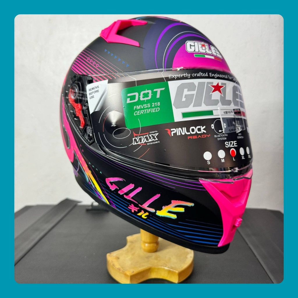 Gille gts v1 x-Saber matte black pink fullface dual visor helmet ...