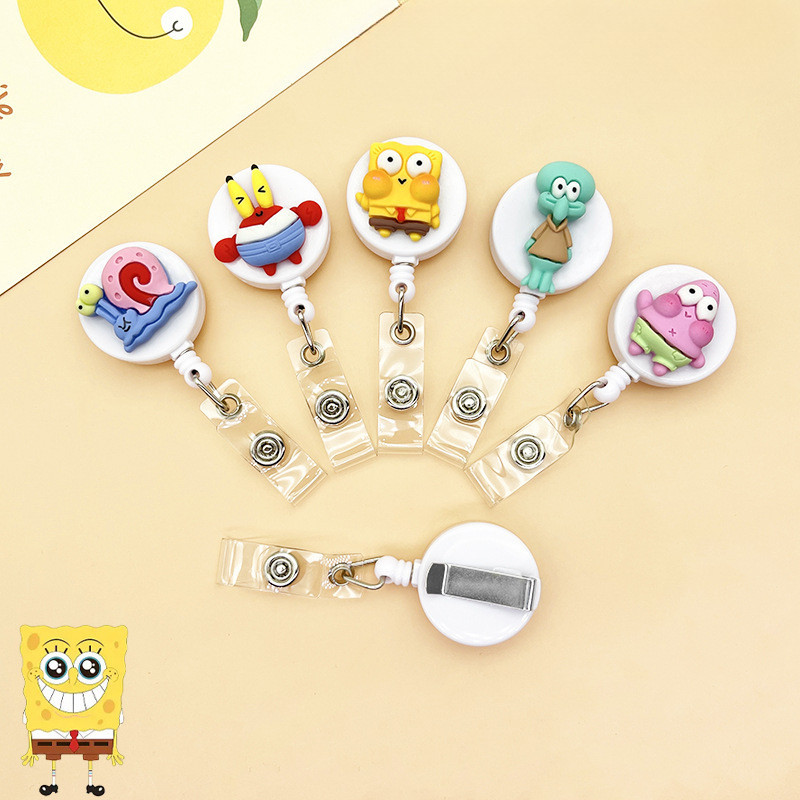 Cartoon Spongebob Squarepants Retractable Back Clip Medical Badge Brand ...