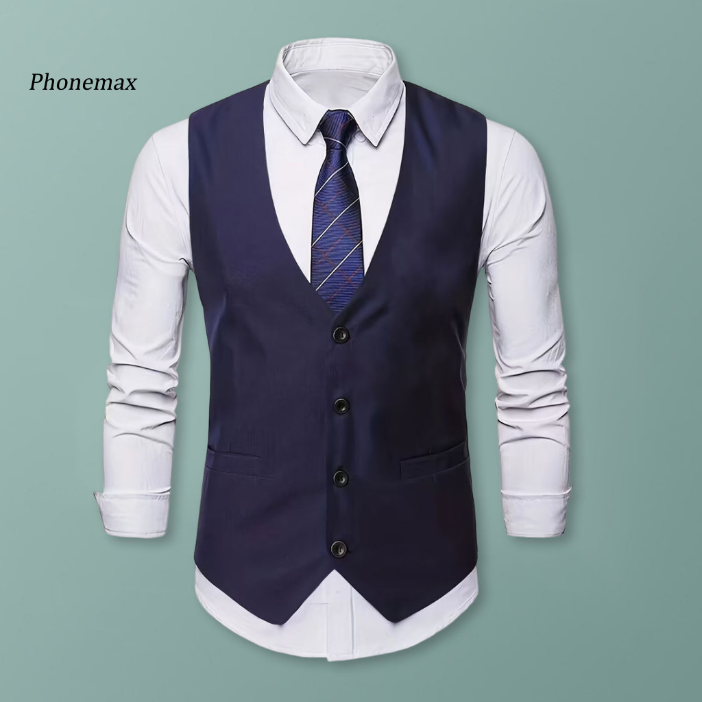 Men Formal Suit Vest Men Tailored Vest Men's Slim Fit V-neck Business ...