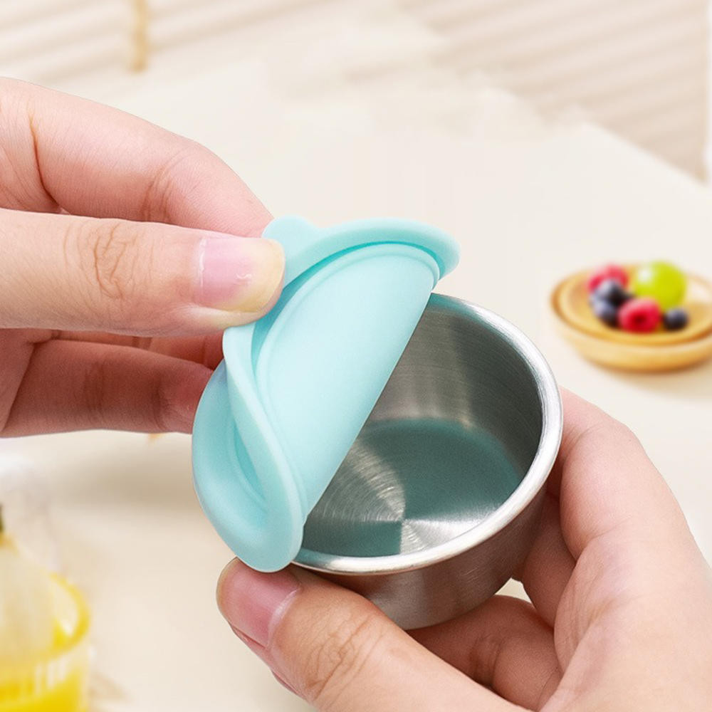Stainless Steel Dressing Container with Silicone 1.35oz Lids Salad ...