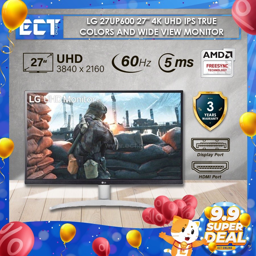 LG 27UP600 27" 4K UHD (3840 x 2160) IPS TRUE COLORS AND WIDE VIEW ...