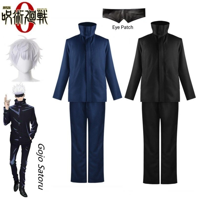 Anime Jujutsu Kaisen Gojo Satoru cosplay costume wig eye patch uniform ...
