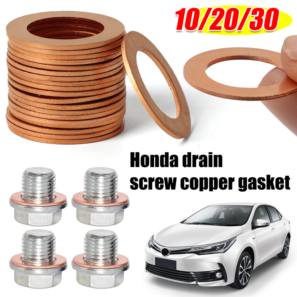 10pcs Oil Drain Plug Copper Gasket - Car Engine Sump Oil Drain Bolt ...
