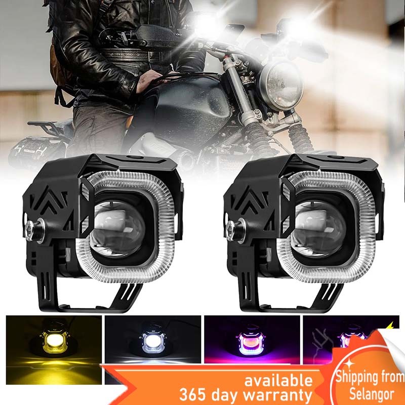 Angel Eyes 60W Led Motorcycle Headlight 6000LM Motor | Shopee Malaysia