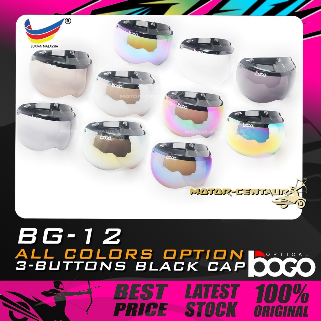 BOGO BG-12/BG12 VISION PRO SHAPE VISOR SMOKE, CLEAR,TINTED,GREY,RAINBOW ...
