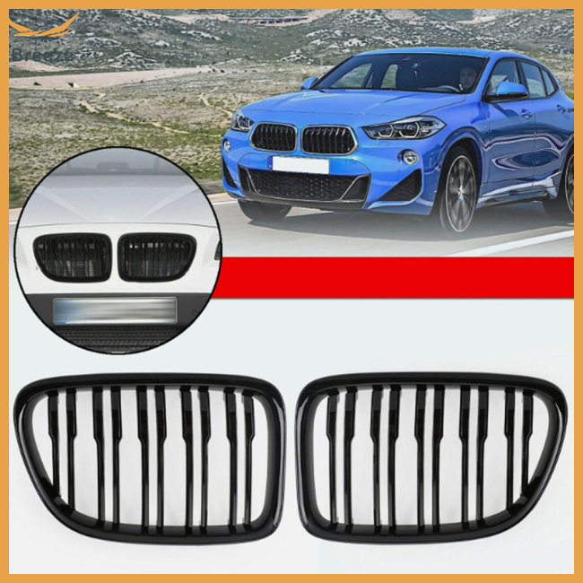 breeze 1 Pair Car Kidney Grille, Dual Slats Front Hood Grill Inserts ...