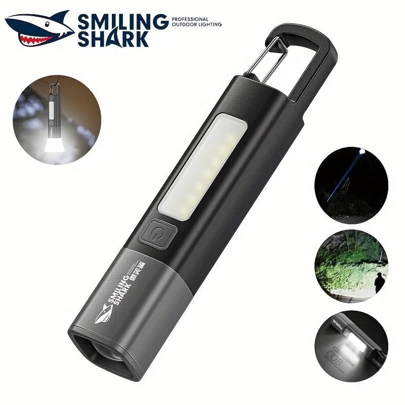 Smiling Shark Portable LED Flashlight XPE Torch Light with COB Floodlight - Super Bright ...