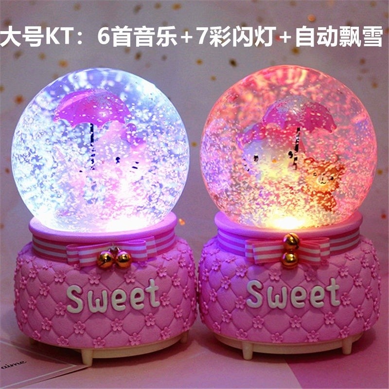 Popular Mini Crystal Ball Katie cat snowflake rotating crystal ball ...