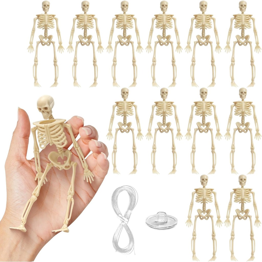 Halloween Mini Skeleton Figurines - 6 Inch, Pack of Small Skeletons for ...