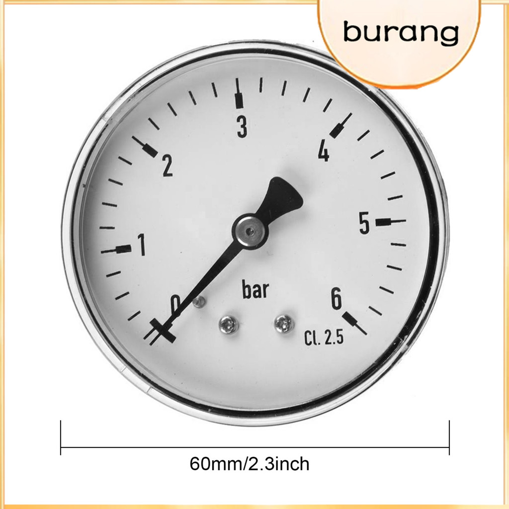1/4 Male NPT Thread Mount 0-6bar Gauge Manometer Pressure Plate Dial ...