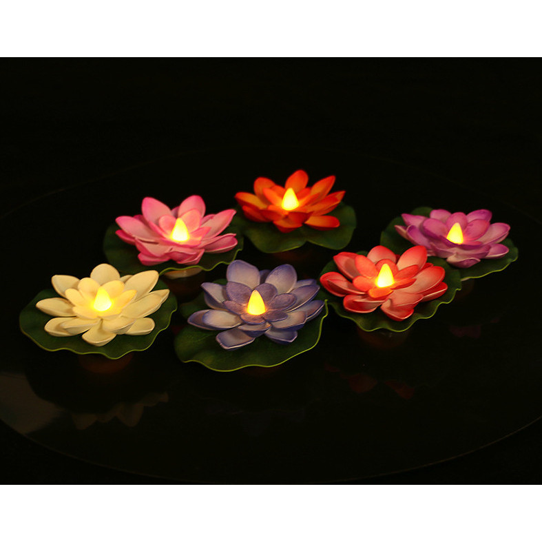 15cm Diwali Floating Water Lotus Lamp Deepavali Floating Induction ...