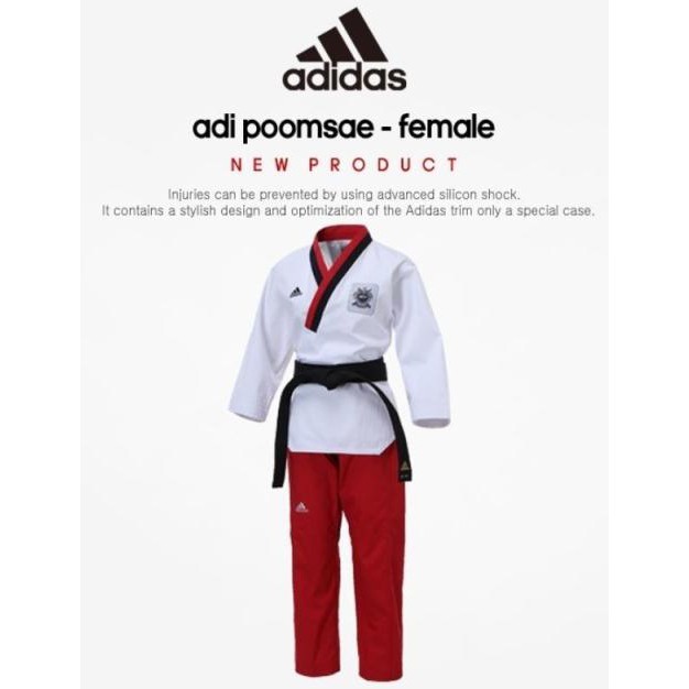Adidas Taekwondo Dobok Poomsae Poom Black Red Belt Female Male Uniform | Shopee Malaysia