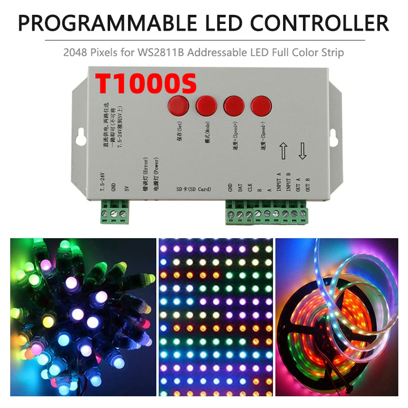 T-1000S LED RGB Full Color Programmable 2048 Pixel Controller with SD ...