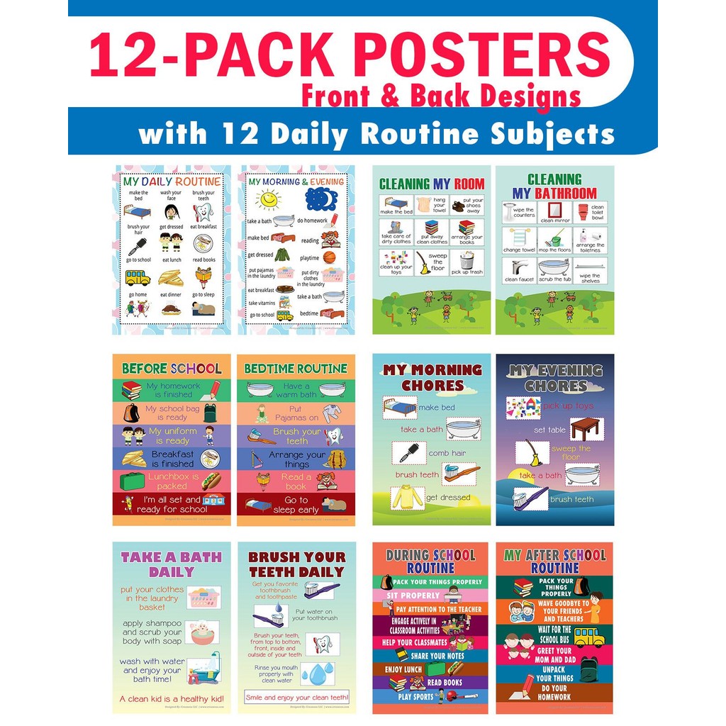 Daily Routines Posters (12-Pack) | Shopee Malaysia