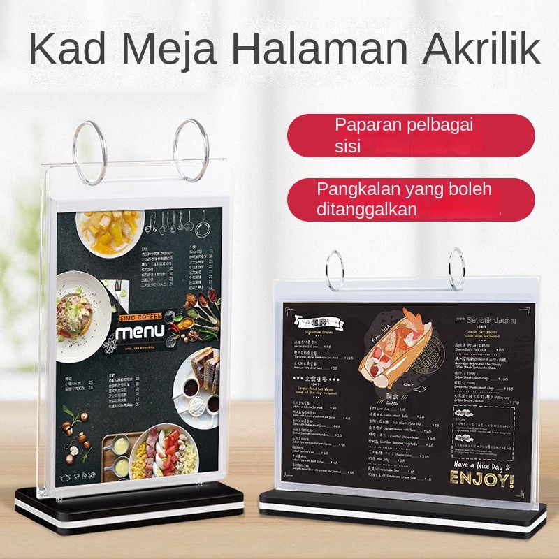 A4 kad meja kad meja putar halaman A5 tanda meja 6 halaman tanda harga barang niaga rak menu kad ...
