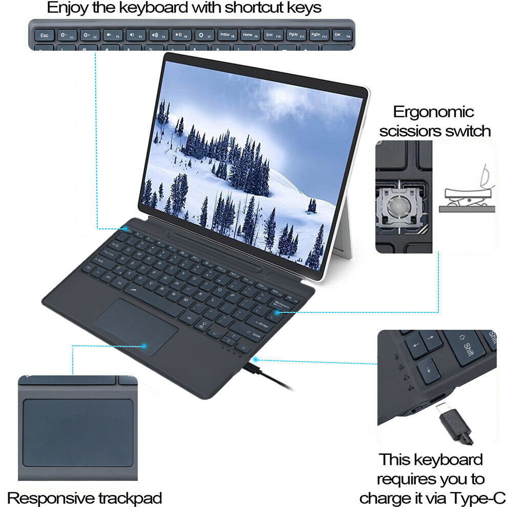 Surface Pro 8 Keyboard Backlight Keyboard for Surface Pro 8/X/9 13 inch ...