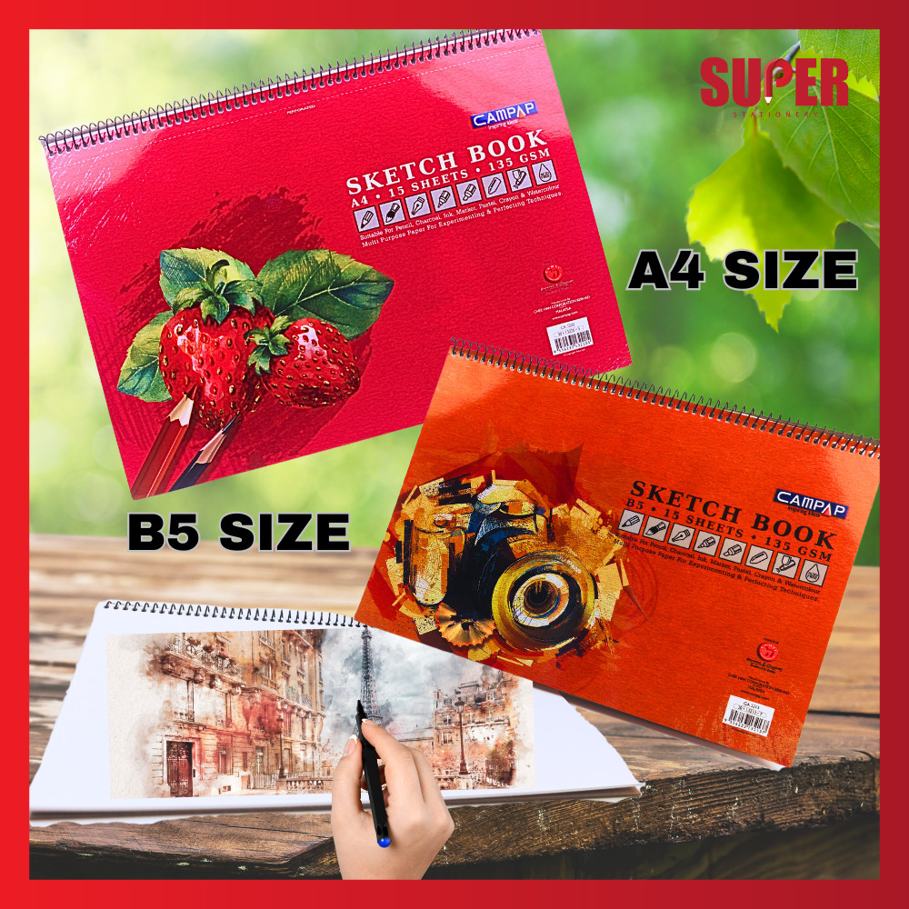 [Super Stationery] Campap A4/A5 Buku Lukisan 135gsm 15sheets Drawing ...