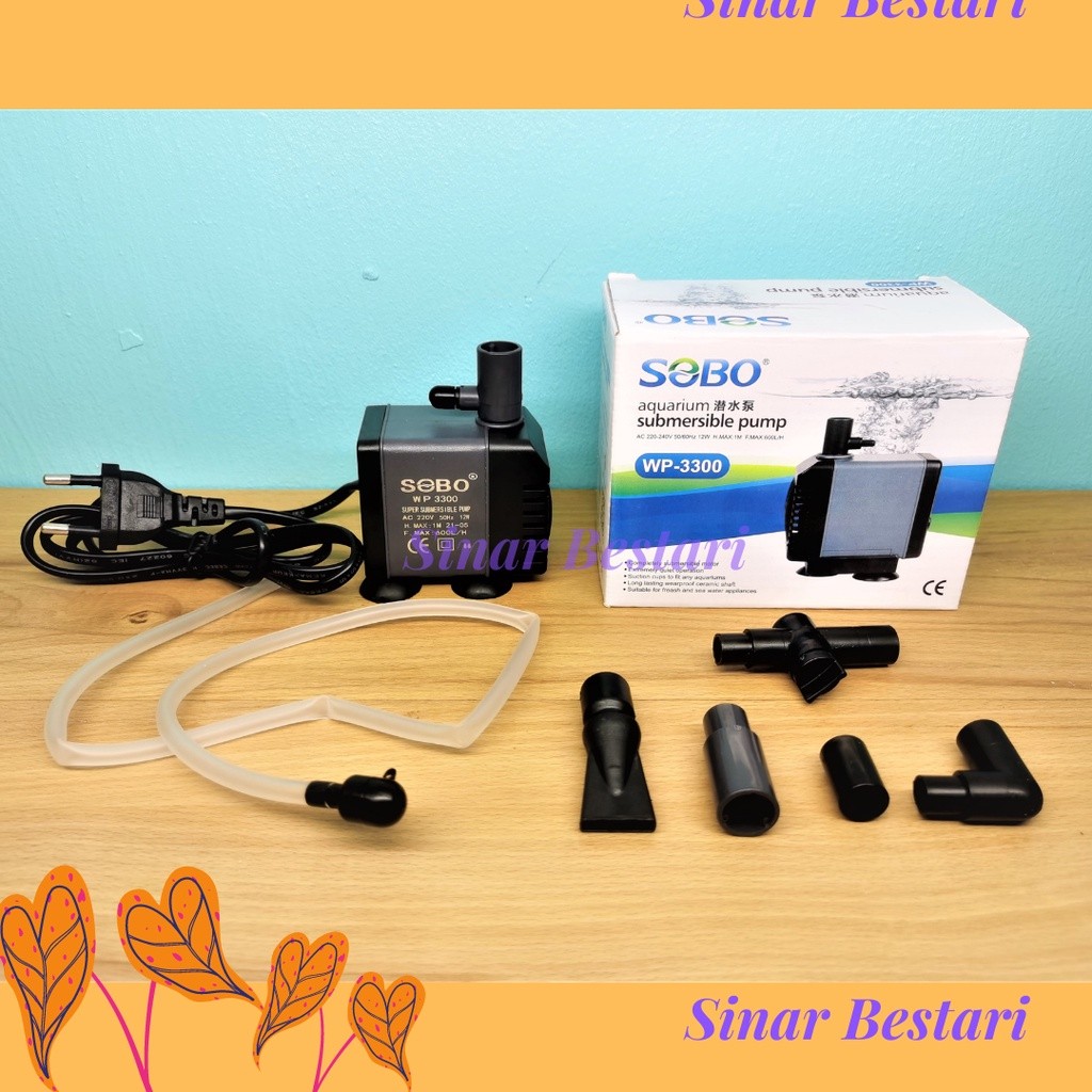 SOBO Aquarium Submersible Mini Water Pump Pam SOBO WP-3300 鱼缸迷你水泵 water ...
