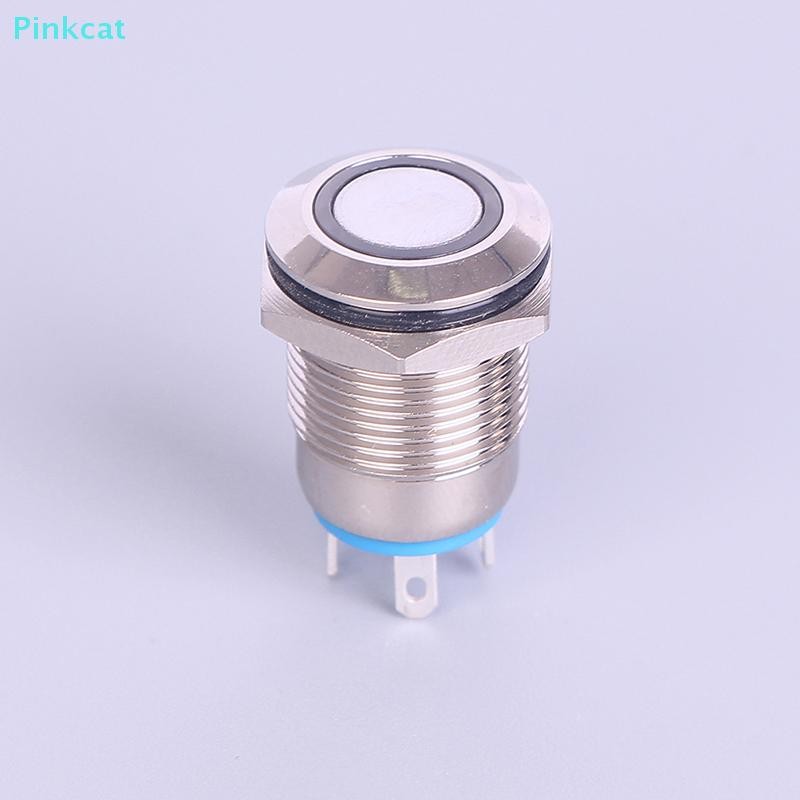 Pinkcat 12mm Metal Annular Push Button Black Switch Ring LED Light ...