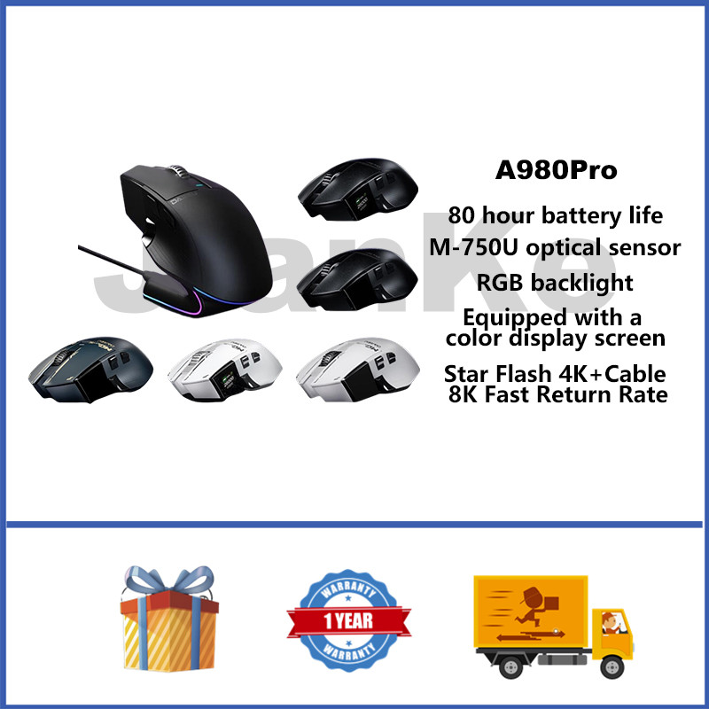 DAREU A980PRO Wireless Mouse PAW3950 Lightweight Three Mode Gaming Mouse With Color Display ...