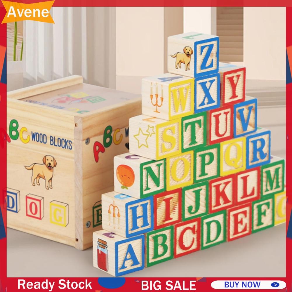 ABC Wooden Building Blocks Alphabet & Number Stacking Blocks for ...
