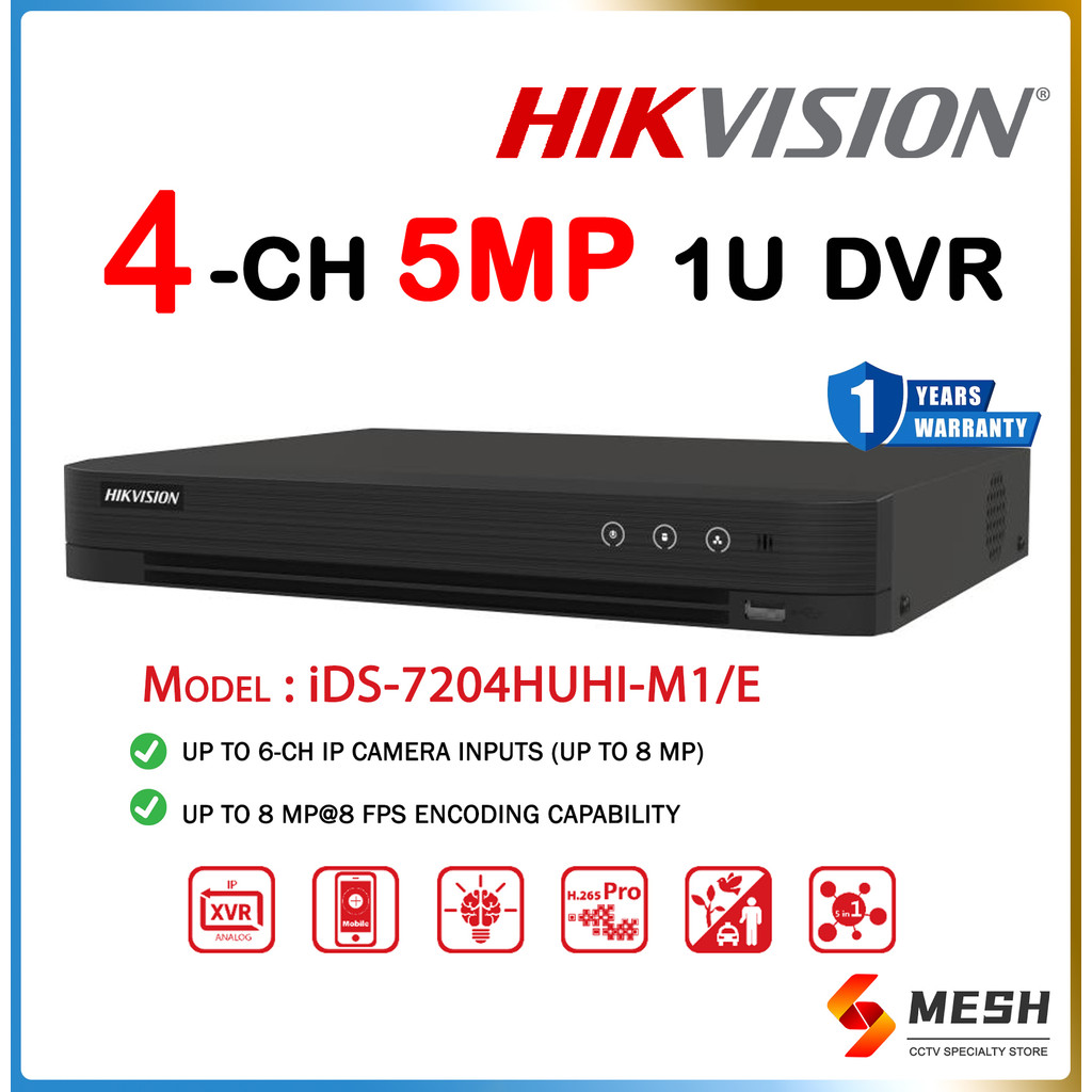 HIKVISION CCTV DVR 4CH Digital Video Decorder AcuSense Turbo HD 4 ...