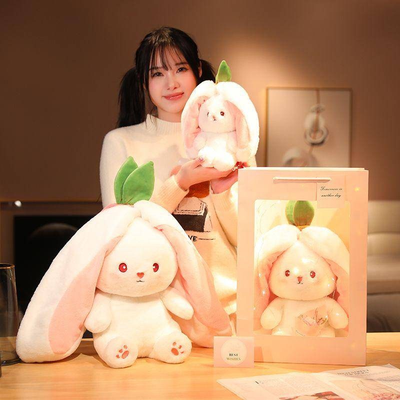 Strawberry Rabbit Can Transform into Doll Carrot Rabbit Plush Doll ...