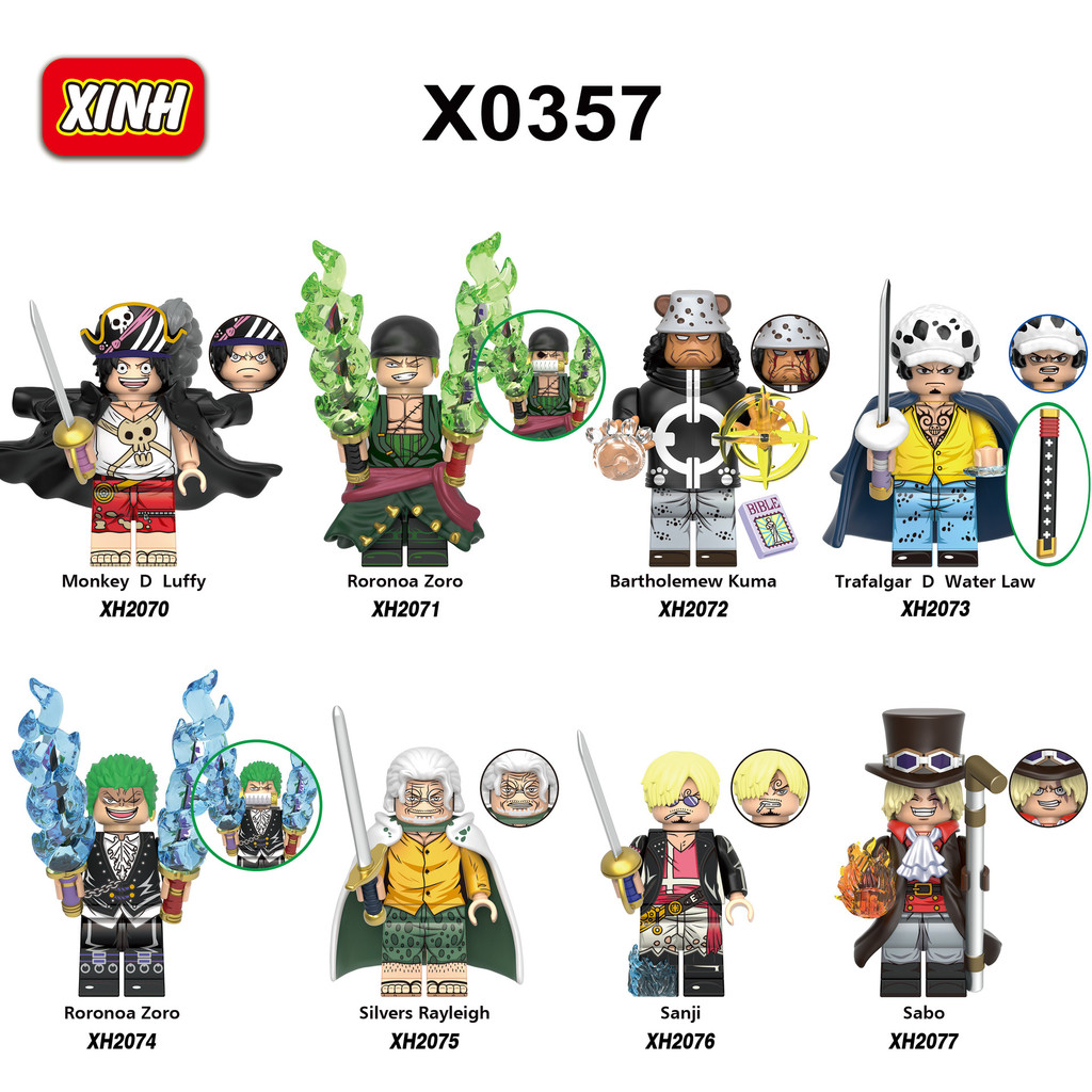 One Piece Anime Minifigure Luffy Zoro Bartholemew Kuma Rayleigh Law ...