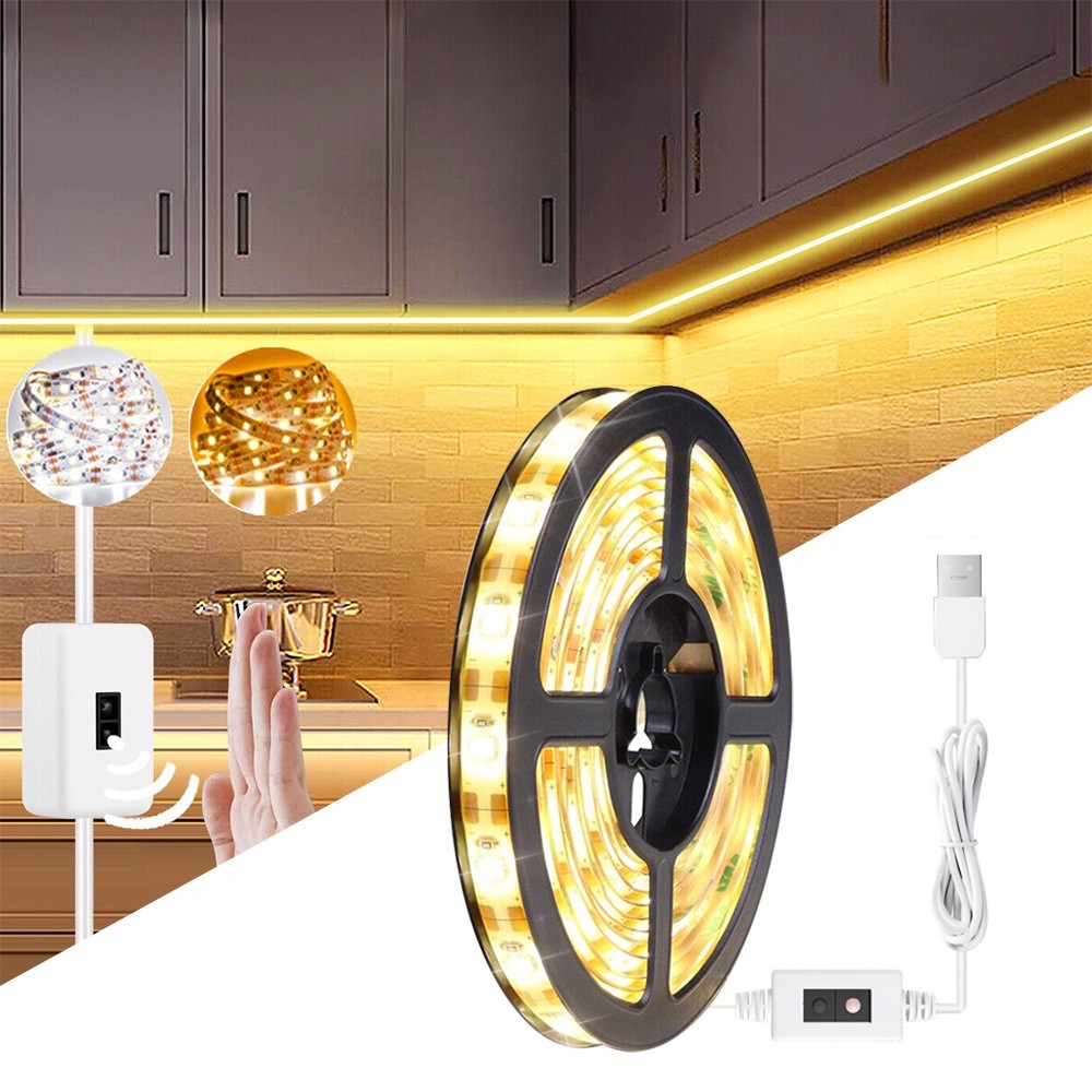 LED Under Cabinet Light USB Powered Motion Sensor Dimmer Lighting for ...