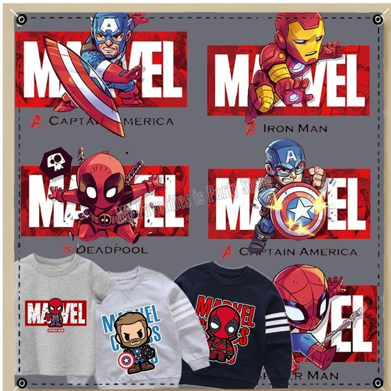 UV69 Marvel Cartoons Thermal Stickers for Clothes Spiderman Patches ...