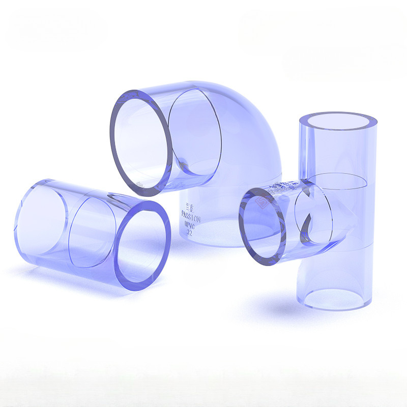 PVC Transparent Water Pipe Fittings Tee Elbow Straight Connector for ...