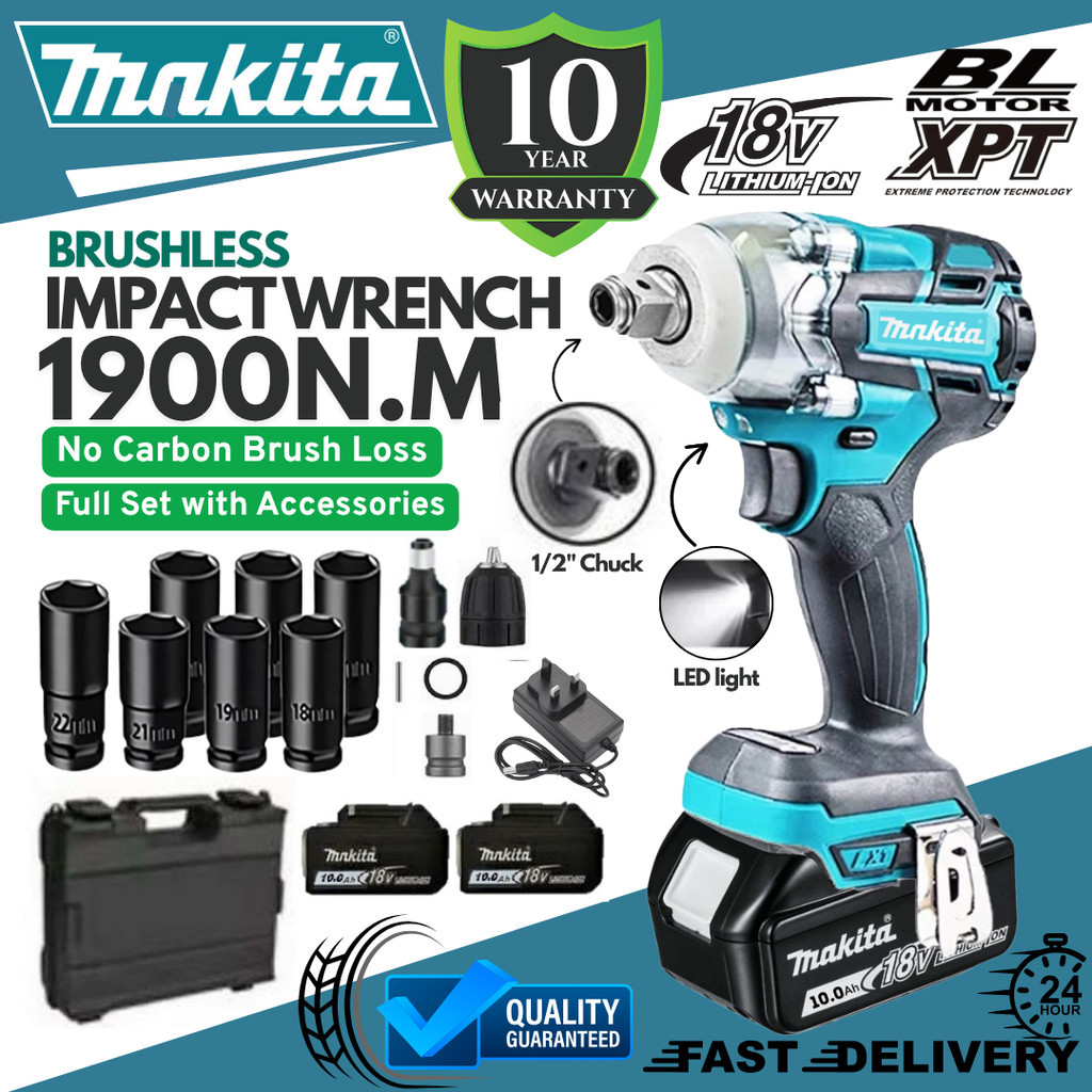 1900N.m Brushless Cordless Impact Wrench Power Tool High Torque ...