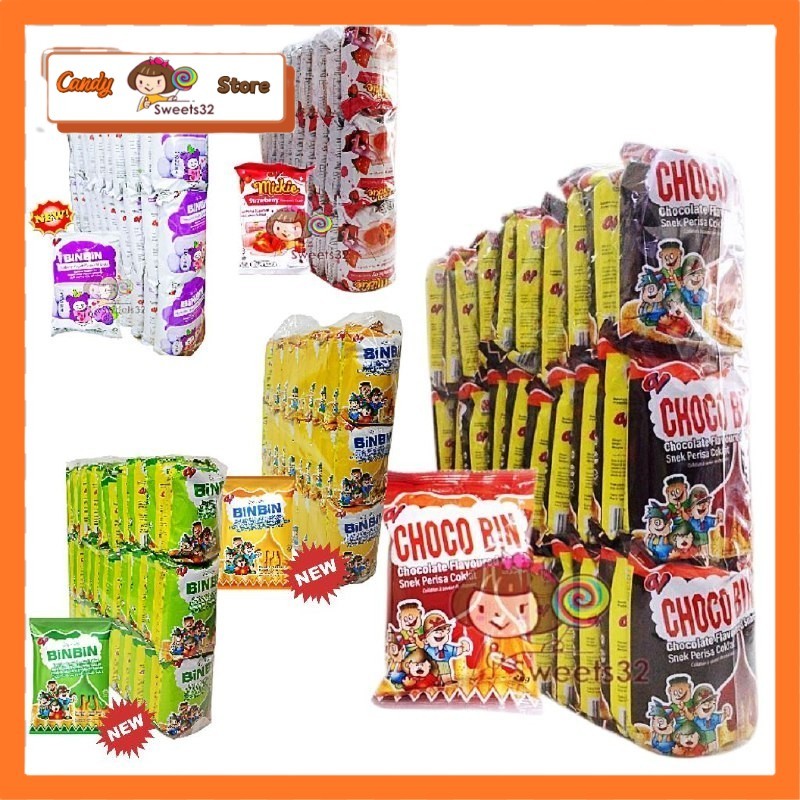 30pcs CV Bin Bin Pop Corn Snack (Choco / Strawberry/Blueberry/Pandan ...