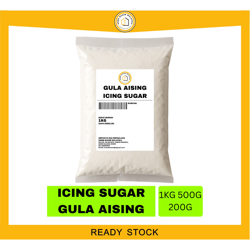 GULA AISING / ICING SUGAR 1KG 500G 200G - HOME BAKER MALAYSIA | Shopee ...