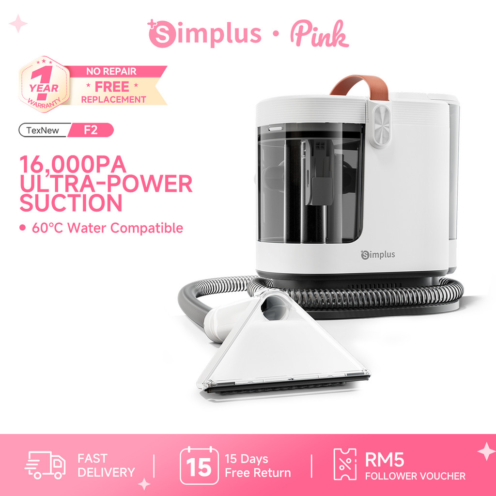 Simplus Pink Spot & Fabric Cleaner | 16,000Pa Suction | 60℃ Hot Water ...
