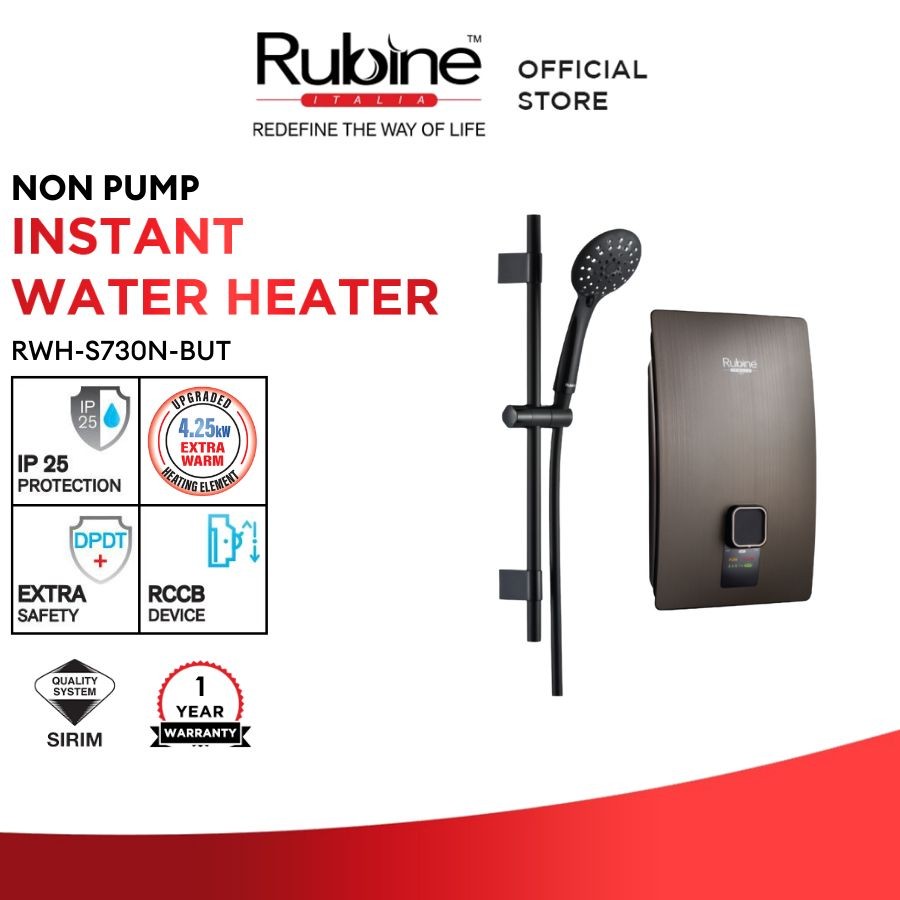 RUBINE RWH-S730N-BUT Salvo Instant Water Heater - Urban Titanium ...