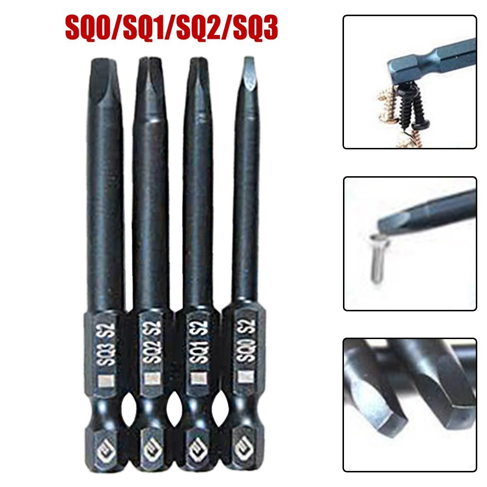 [HOT-JOLLIBEE] 65mm SQ0 SQ1 SQ2 Square Head Screwdriver Bits Set Hex ...