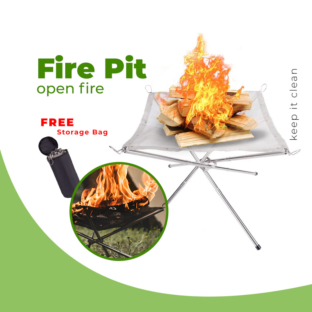 CaseAttack Outdoor Camping Fire Pit BBQ Stainless Steel 42cm Portable ...