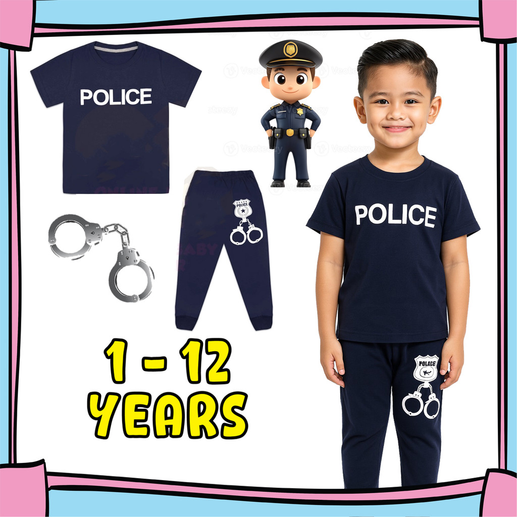 (1Y-12Y) NR BLUE POLICE Hand Cuff Cotton Kids Pajamas - Pyjamas ...