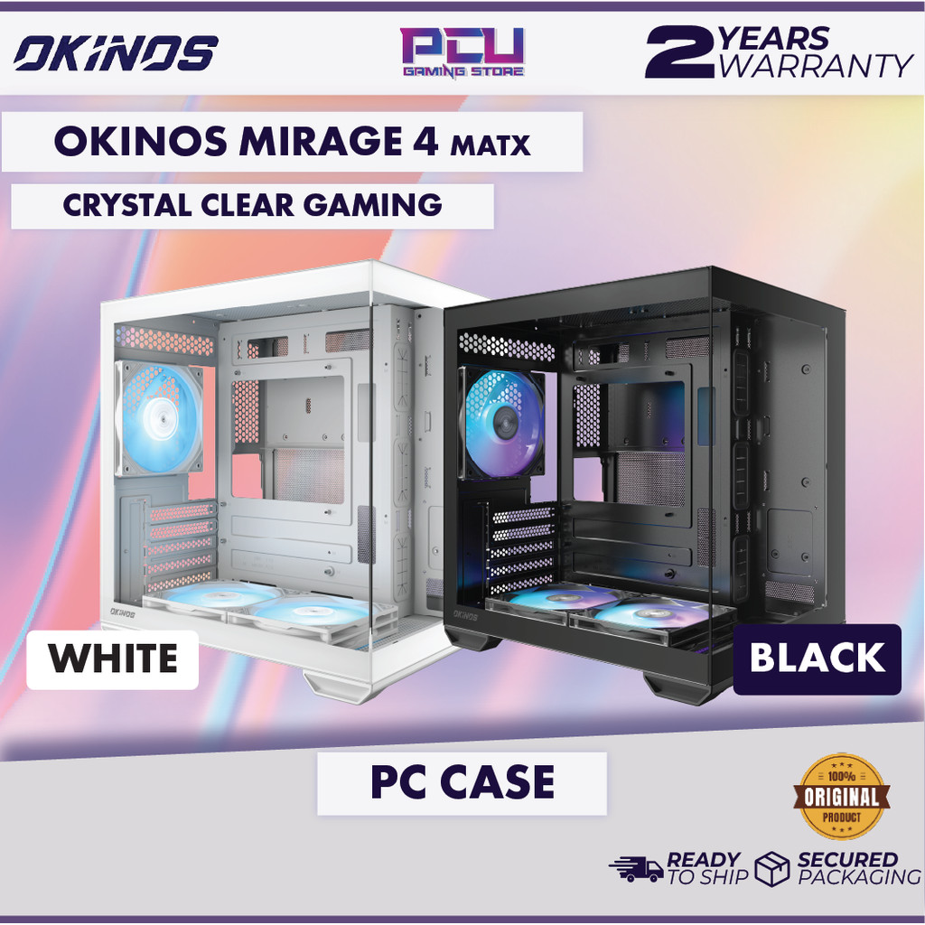 OKINOS MIRAGE 4 MATX CASING WITH 3 ARGB FANS - BLACK | WHITE | Shopee ...