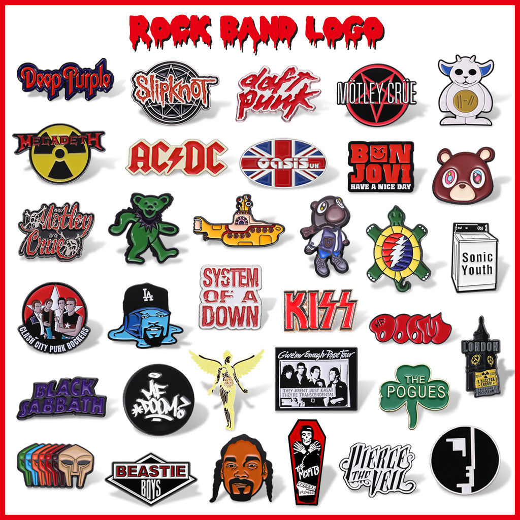Classic Rock Band Logo Enamel Brooch Famous Singer Metal Badge Music ...