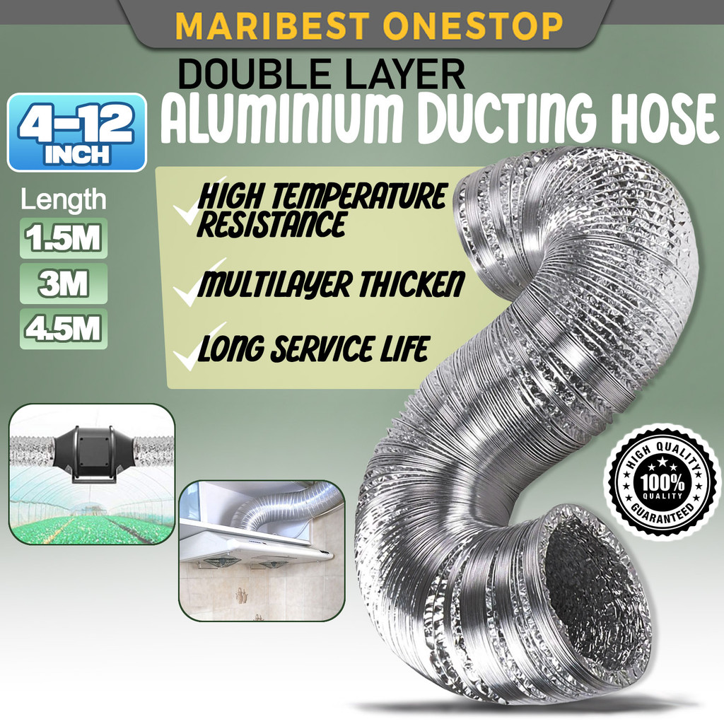 (1.5M/3M/4.5M) Double Layer Aluminium Ducting Hose Flexible Thick ...